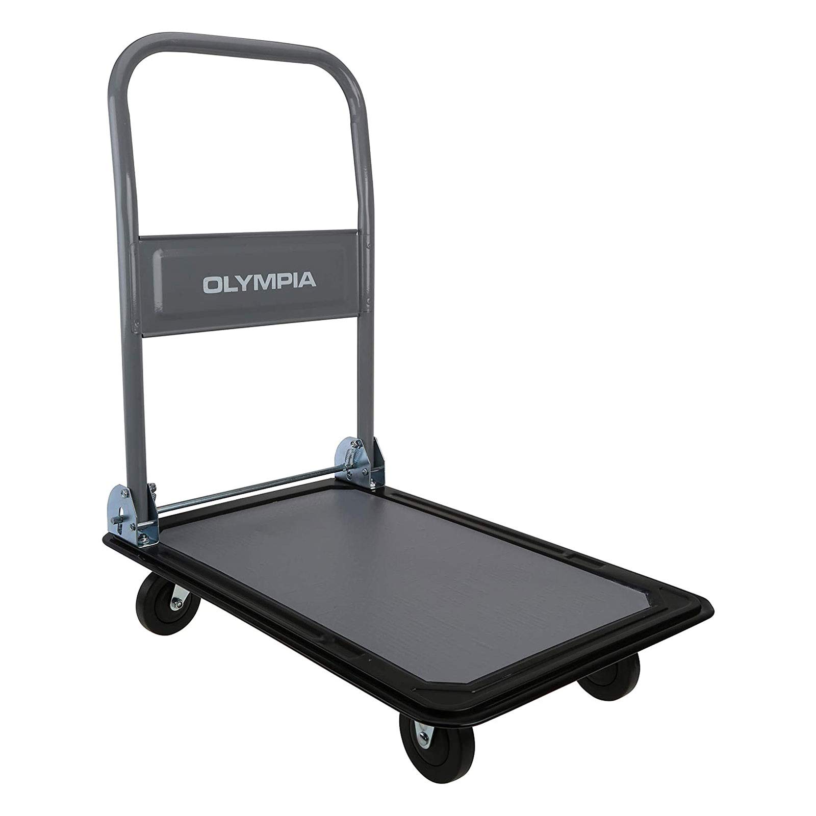 Olympia Tools Foldable Push Cart Dolly - 330 Lb. Capacity Heavy Duty Platform Truck with 360° Swivel Wheels (Gray/Black)