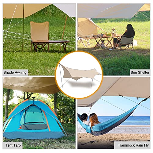 REDCAMP 17X16FT Camping Tent Tarp with Poles, 4-6 Person Multifunctional Awning Canopy Sun Shelter for Outdoor, Picnic, Hammock