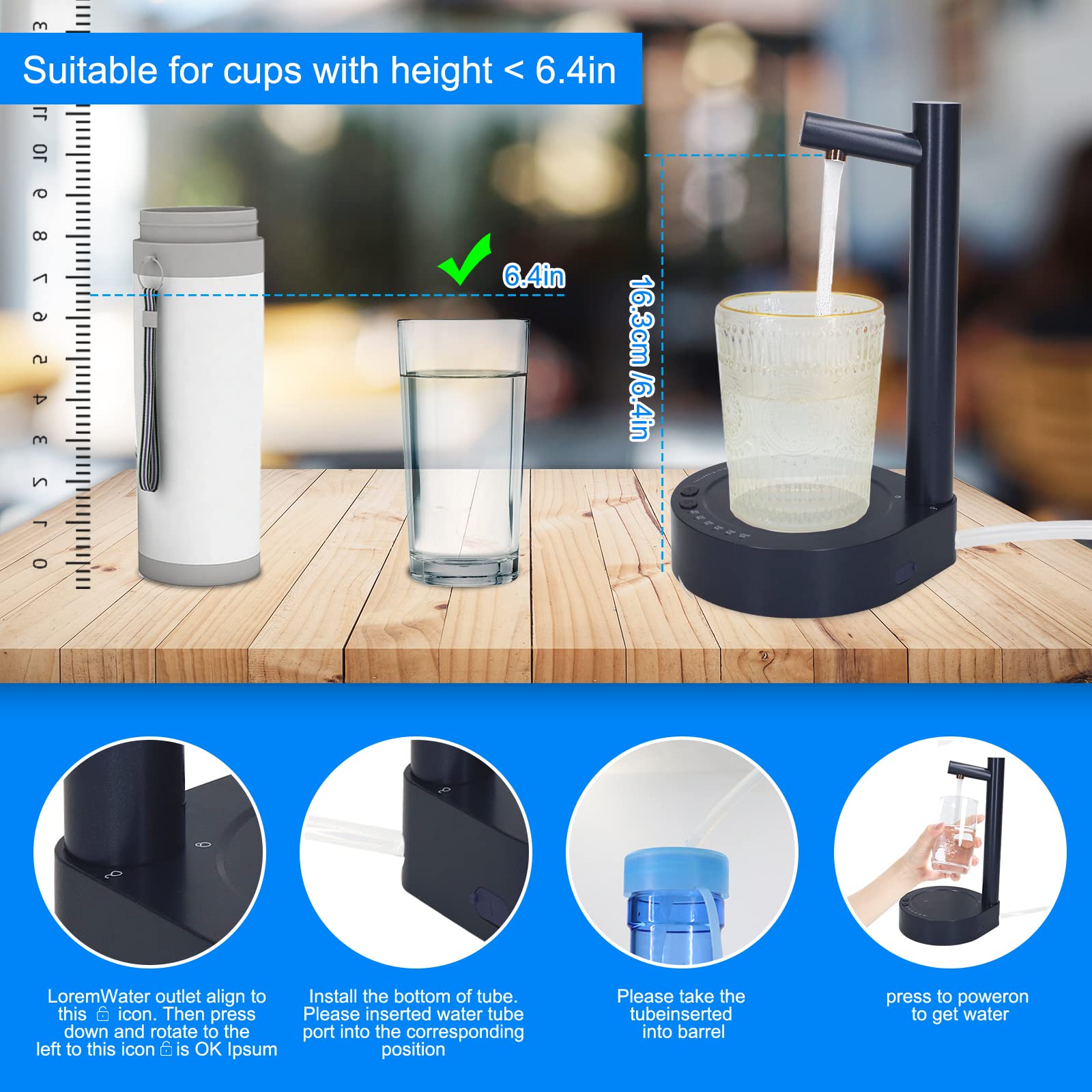 Myvision Desktop Water Bottle Dispenser,Portable Water Bottle Pump for Universal Bottles, USB Charging Water Jug Pump Water Bottle Switch (White)