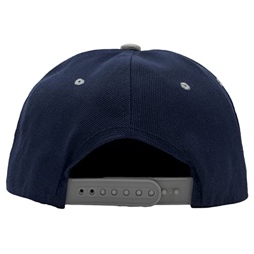 Utmost Classic Snapback Baseball Cap Hat Hip Hop Style Flat Bill Visor Blank Solid Color Camouflage Adjustable Size (Navy/Light Grey)