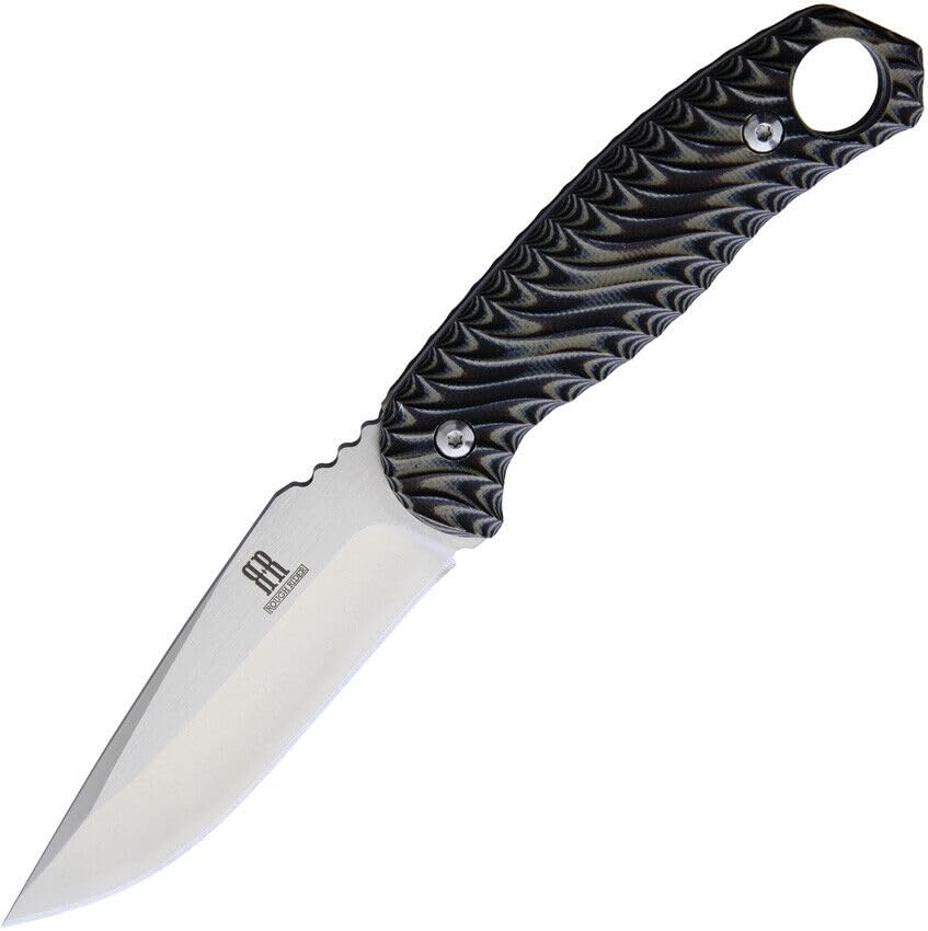 PIÑATAS OLE Stainless Fixed Drop Pt Blade Black & Tan Handle Knife + Sheath 1824 871373118247