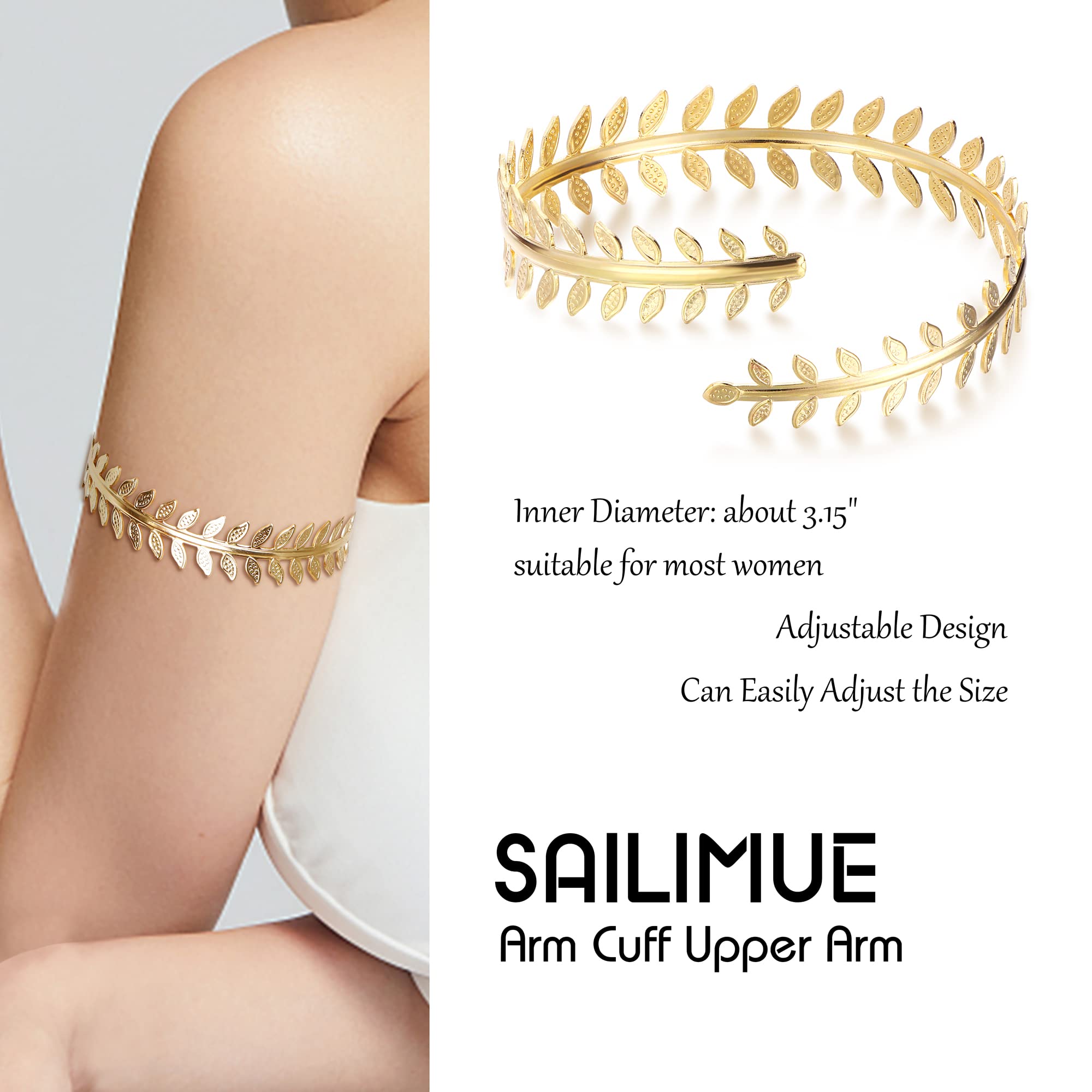 SAILIMUE 9Pcs Arm Cuff Upper Arm Band Cuff Bracelets For Women Gold Silver Adjustable Open Coil Armlet Armband Bangle Bracelet Costume Jewelry Set