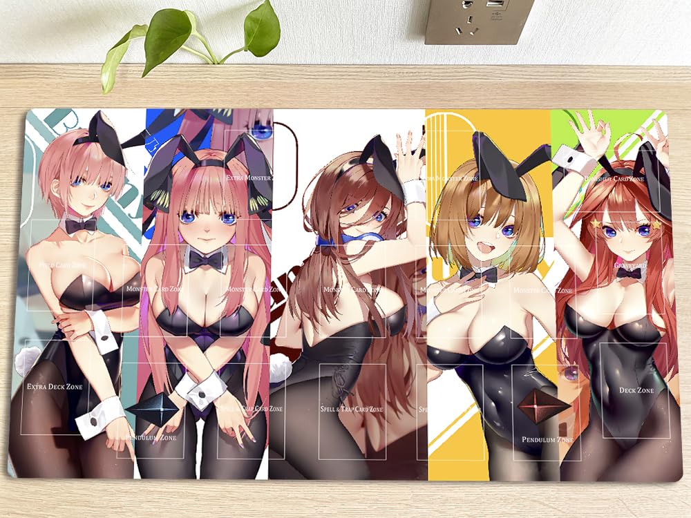 New WVICM Playmat The Quintessential Quintuplets TCG CCG OCG Trading Card Game Mat with Zones Mouse Pad Desk Mat + Free Bag (MP005-04-with Zones)