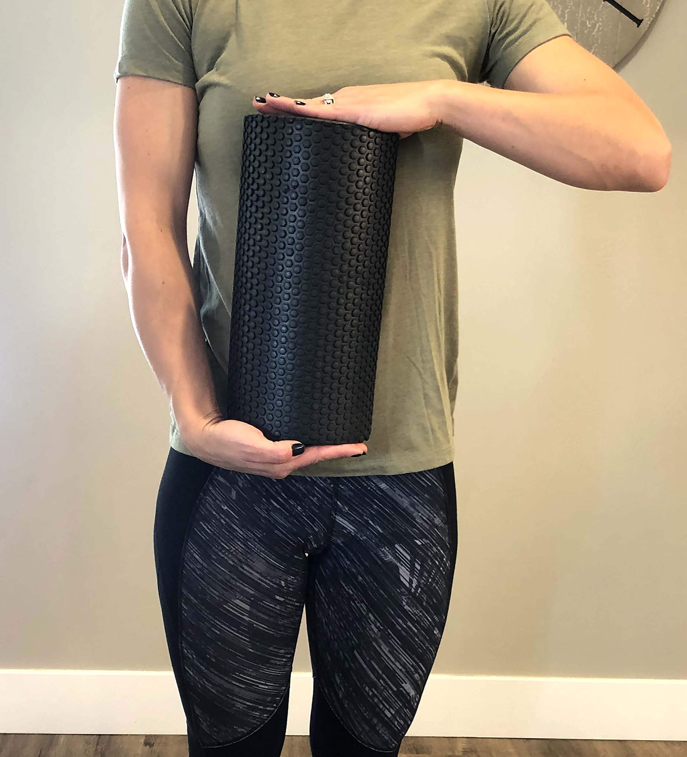 PVTL Half Foam Roller 12 inch Foam Roller for Physical Therapy and Exercise Black Equipment (Half Round Black 6" X 12") Downloadable Stretching Chart Included