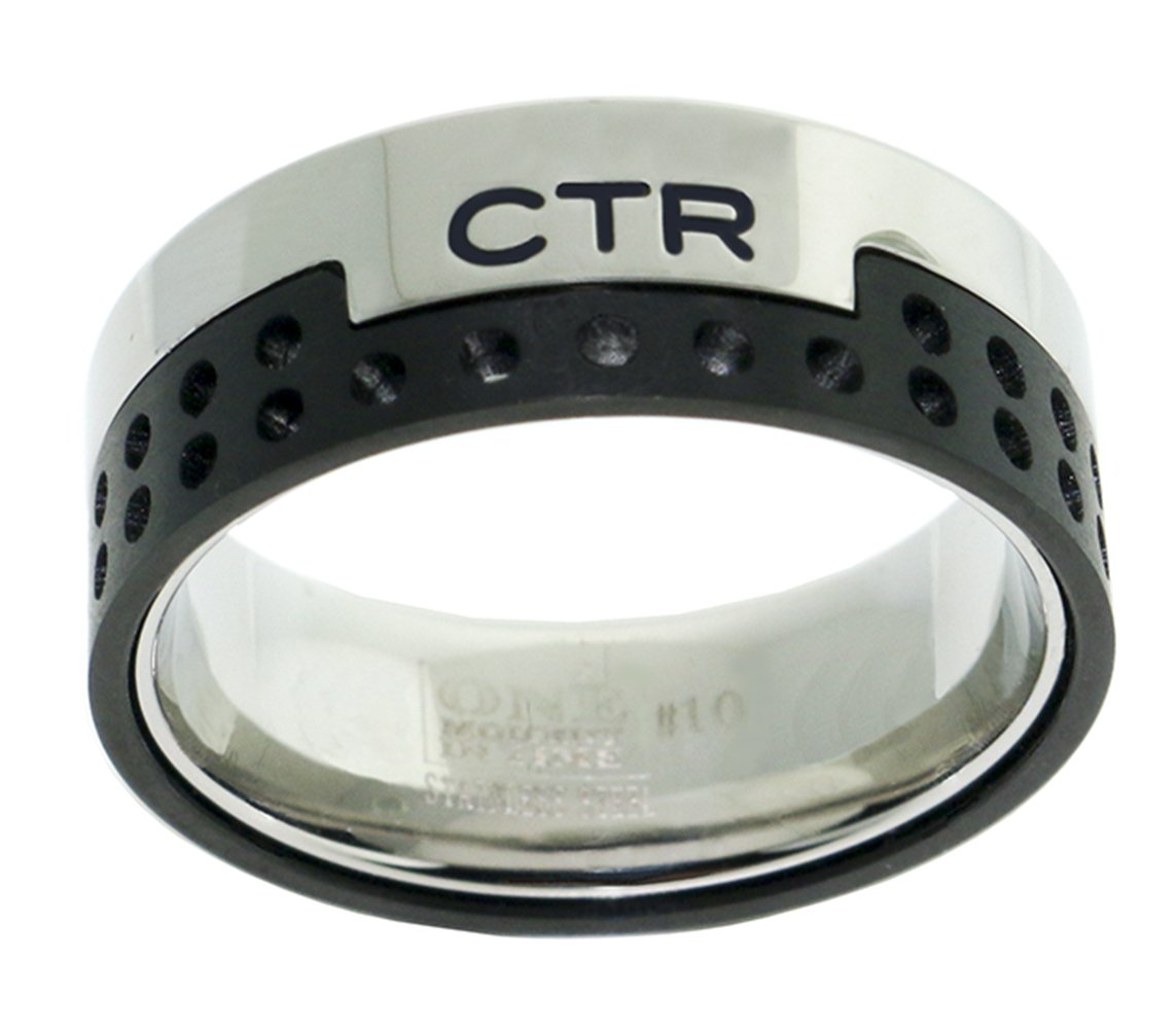 One Moment In Time J186 Size 8 Vented Stainless Steel Ring Mormon LDS CTR
