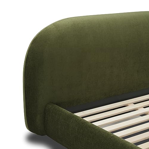 POLY & BARK Genoa King Size Bed in Distressed Green Velvet
