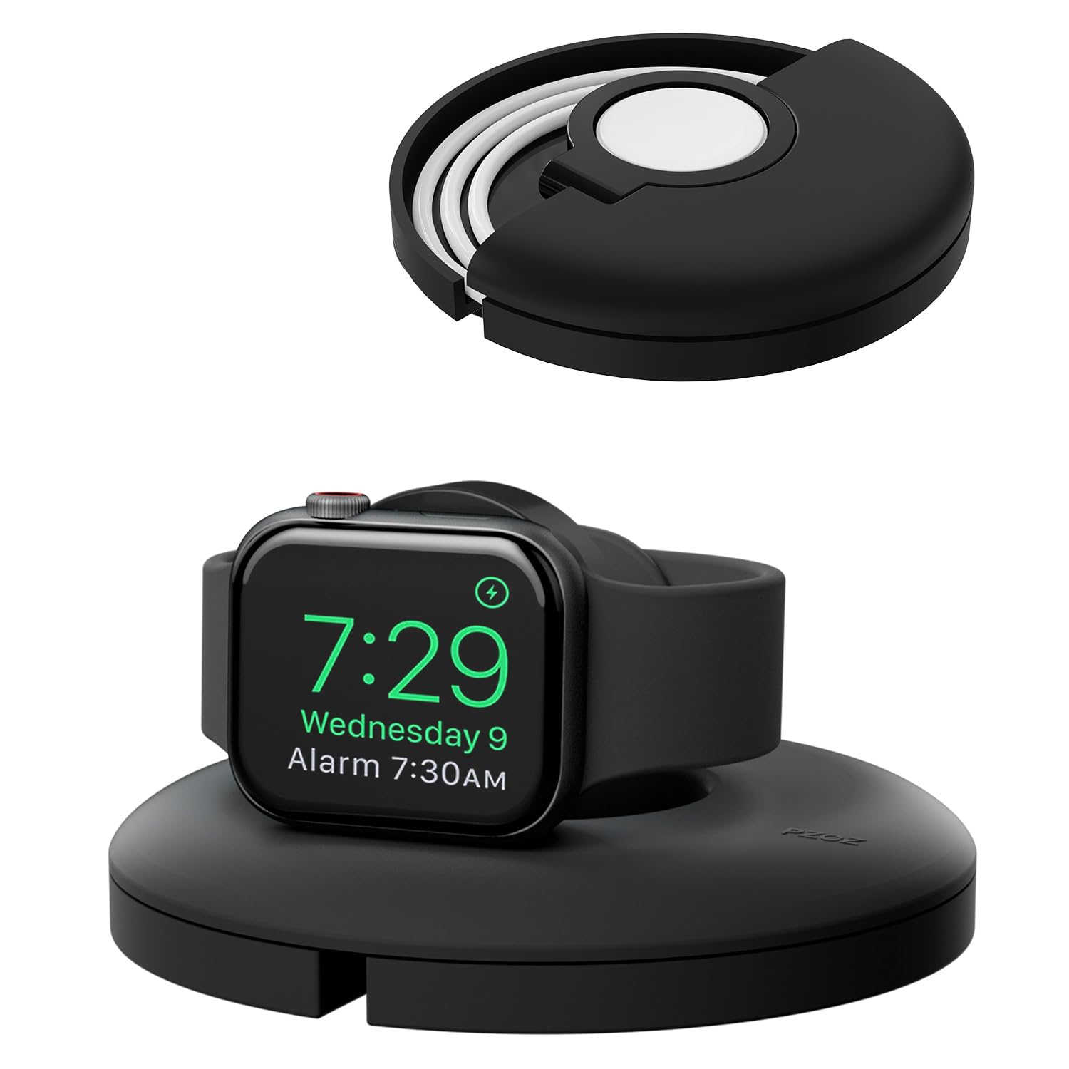PZOZ Charger Stand for Apple Watch, Portable Charging Station Cable Management Dock Holder Organizer for iWatch Series Ultra 9 8 SE2 7 6 SE 5 4 49mm 45mm 44mm 42mm 41mm 40mm 38mm Accessories (Black)