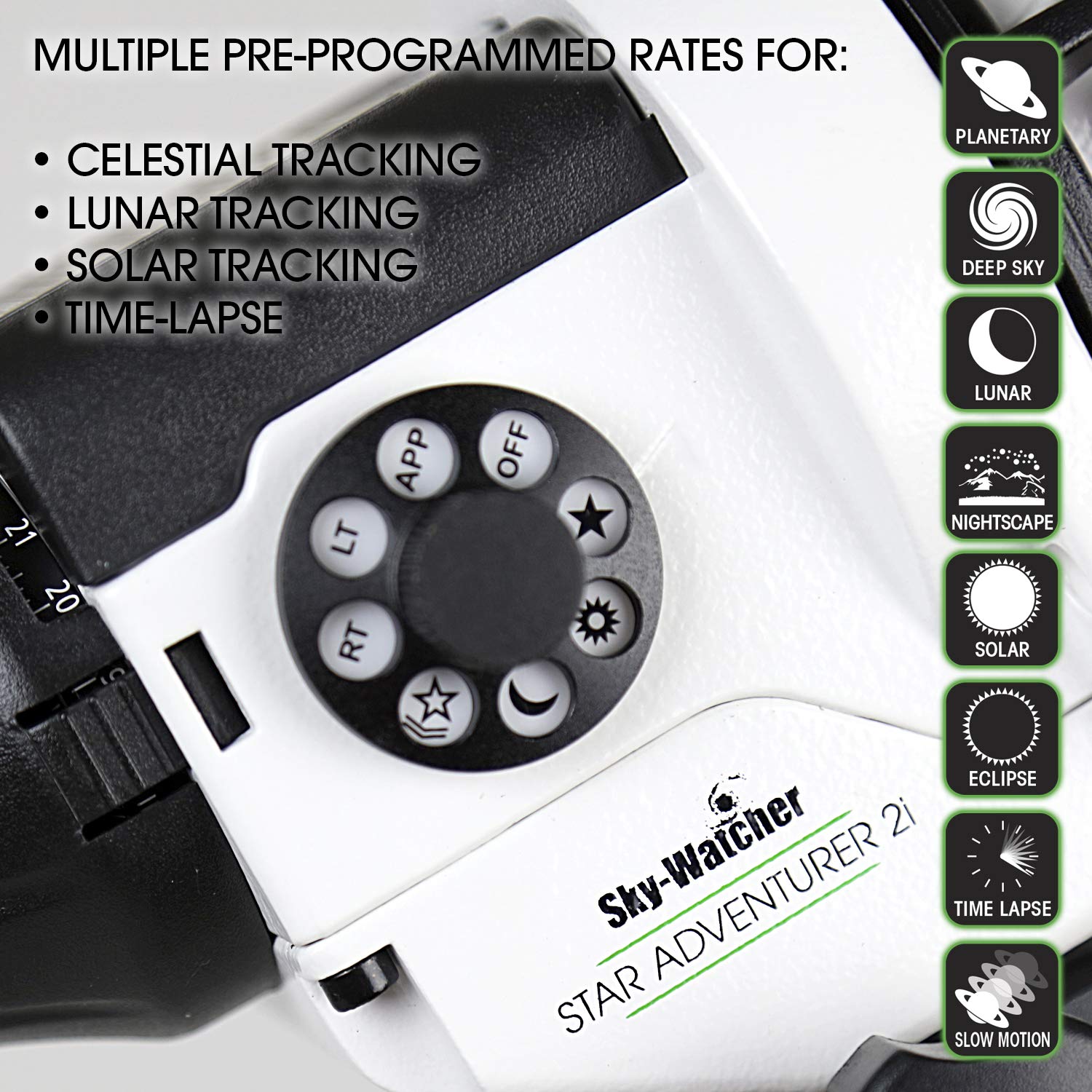 Sky Watcher Star Adventurer 2i Astro Pack β Motorized DSLR Night Sky Tracker for Portable Nightscapes, Time-Lapse, and Panoramas β Remote Camera Control β Long Exposure Imaging (S20510), Black