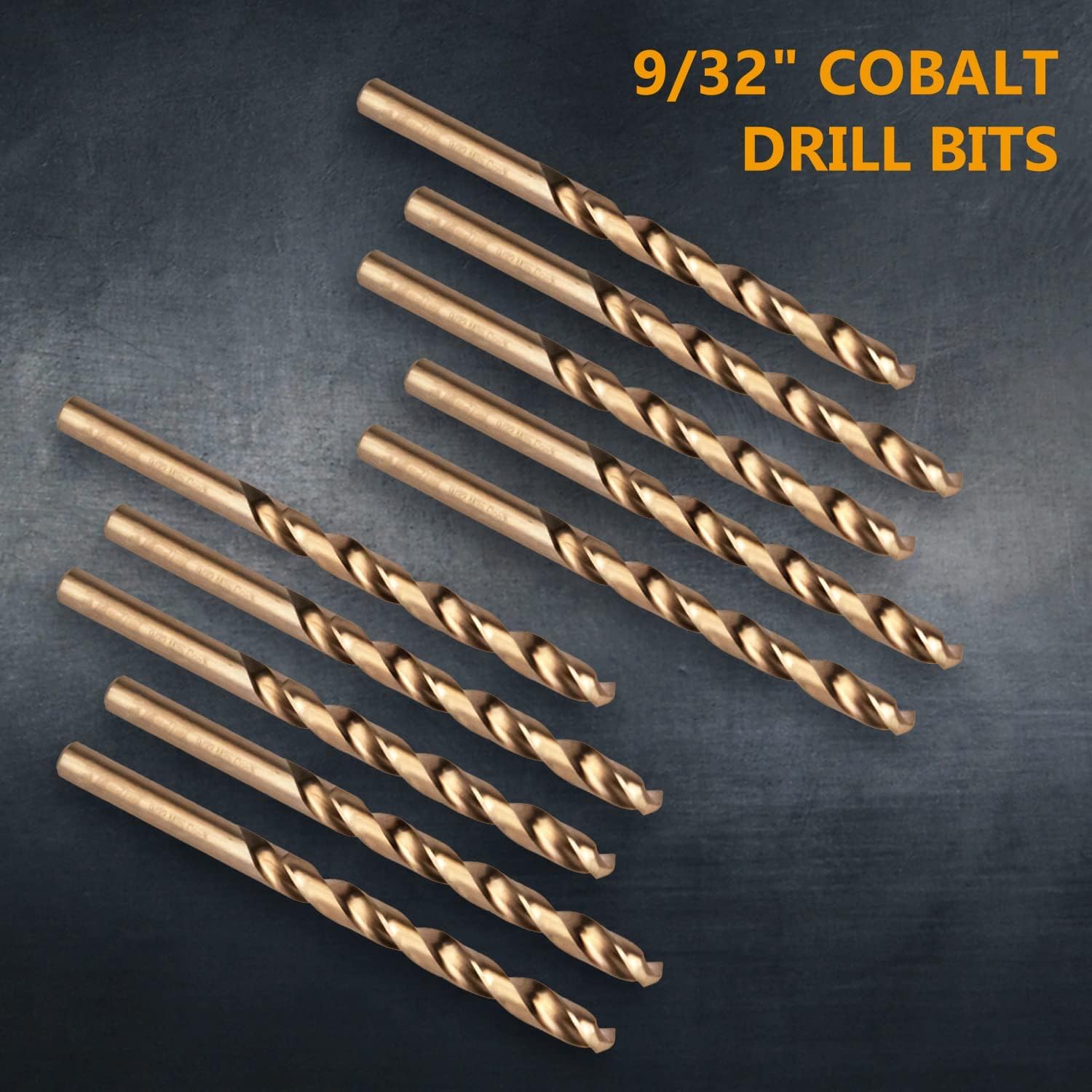 POWERTEC 5/32 Inch Cobalt Drill Bits, 10 PK M35 HSS Cobalt Jobber Length Twist Drill Bits w/ 135° Tip, Drill Bits for Drilling Wood, Metal, Stainless Steel, Nickel Alloy, Cast Iron & Plastic (QDB2016)
