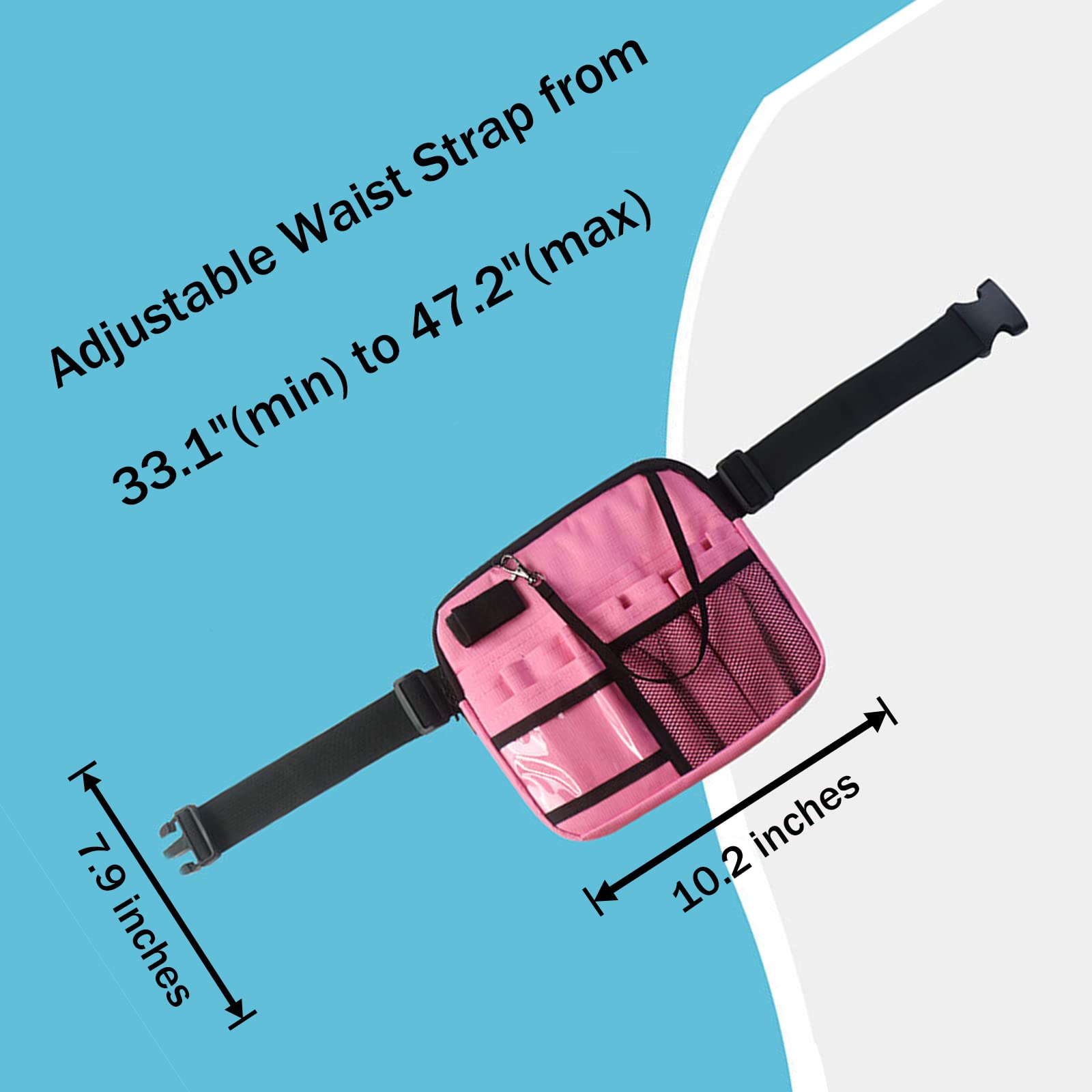 Nurse Fanny Pack for Women,qozabualy Utility Belt Bag Multi Compartment with Medical Tool Pockets, Nurse Accessories for Work & Nursing School Essentials(Pink)