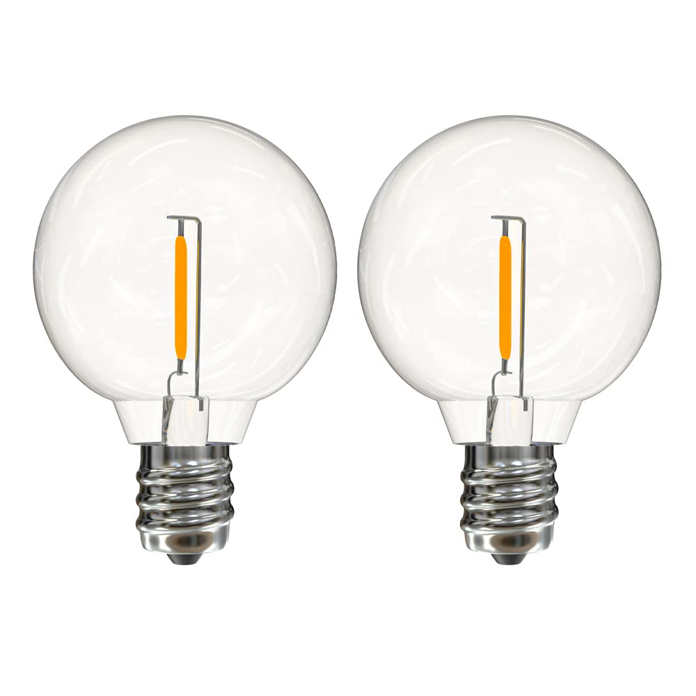 SUNTHIN 2 Pack G40 LED Bulbs, 1W LED Bulbs with E12 Base, 5 Watt Incandescent Bulbs Equivalent, Warm White 2700K, Replacement Bulbs for Globe String Lights, Indoor & Outdoor Use