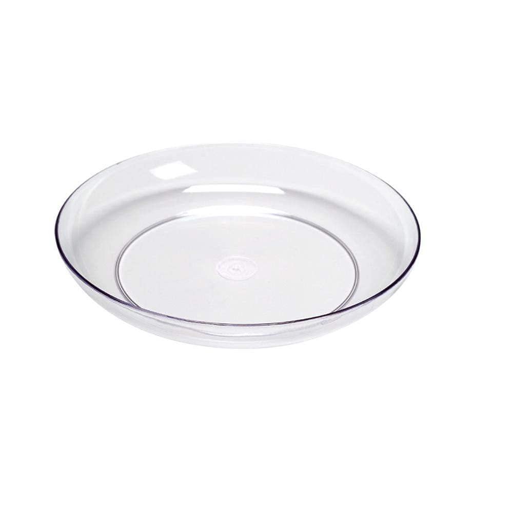 WGV 6" Inches Clear Hard Plastic Floral Decoration Designer Dish Plate, Plant Saucer Tray, Wedding Decor Centerpieces Pack of 24 Pieces
