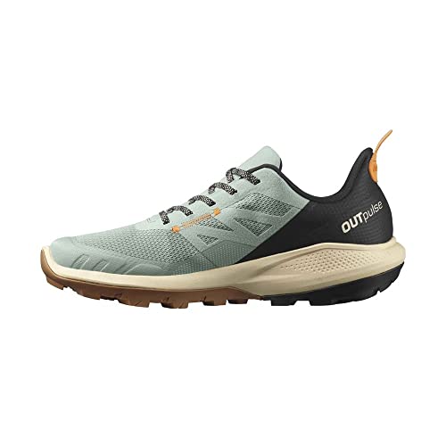 Salomon Men's OUTPULSE Hiking Shoes for Men, Wrought Iron/Bleached Sand/Vibrant Orange, 10.5