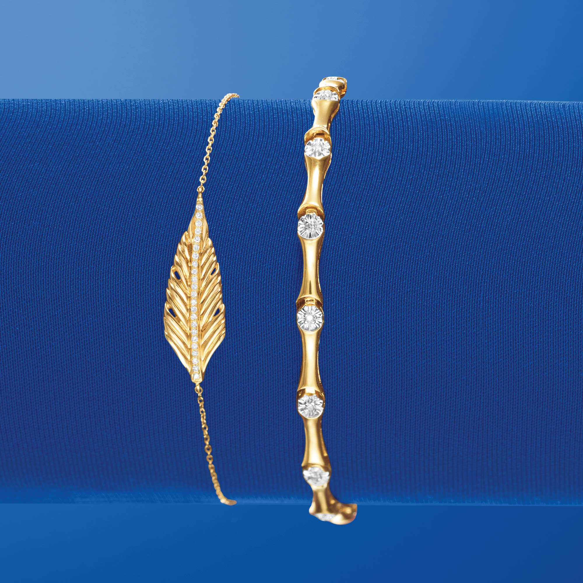 Ross-Simons 0.10 ct. t.w. Diamond Station Bracelet in 18kt Gold Over Sterling. 7.5 inches