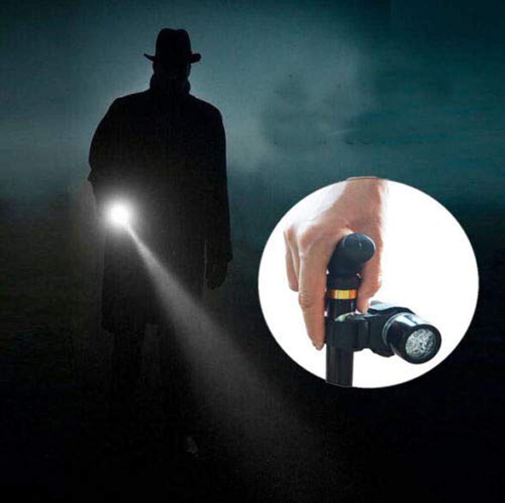 Pmsanzay Universal - Adjustable, Portable Hand Walking Stick Fixed Mount LED Flashlights Torch Light for All Walking Stick Cane Balancing Mobility & Disability Aid Holder Strap Handle (No Cane)