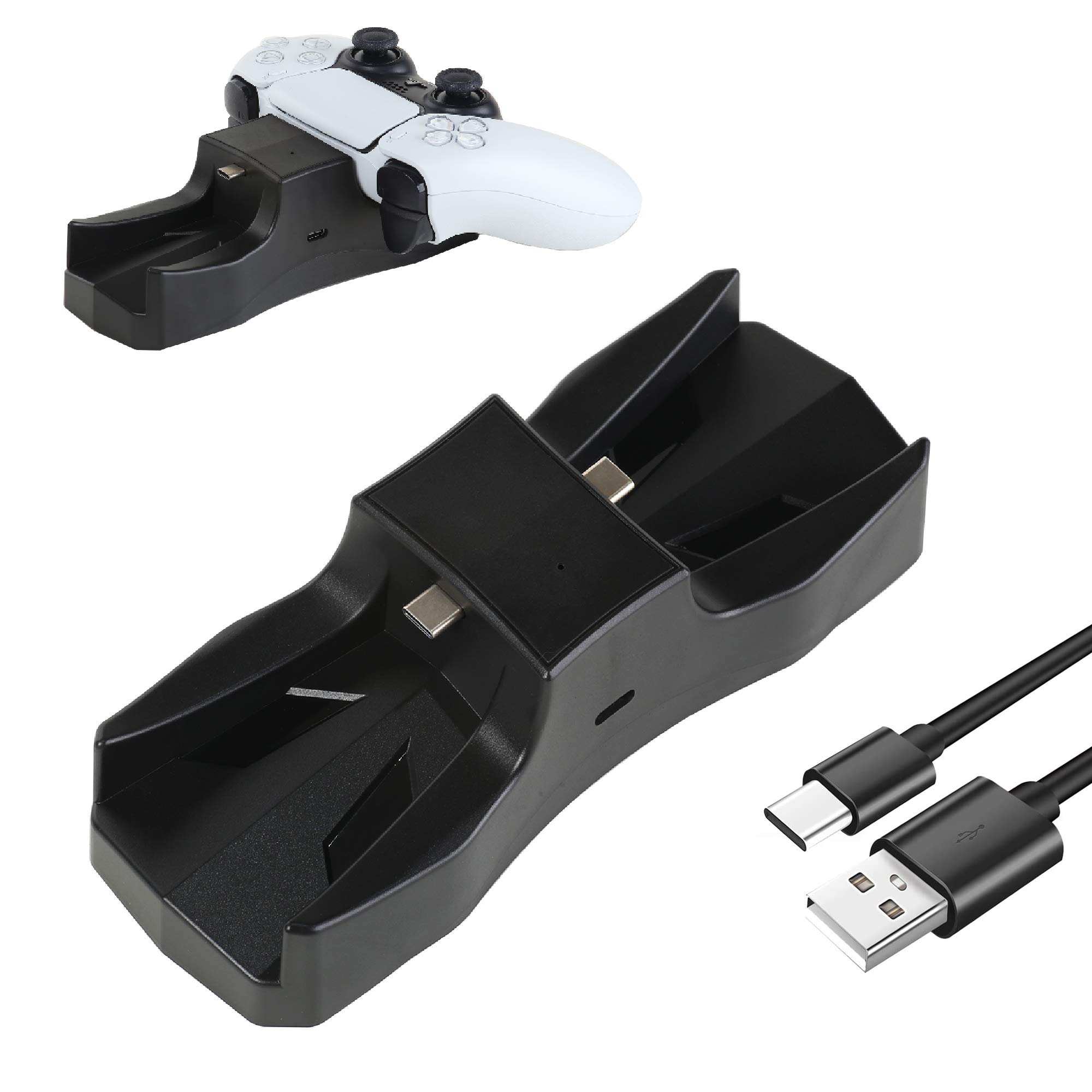 RHOTALL Charging Station for PS5/Playstation 5 DualSense Controller, Charger Stand Dock with Dual USB C Fast Charging - Bat Style