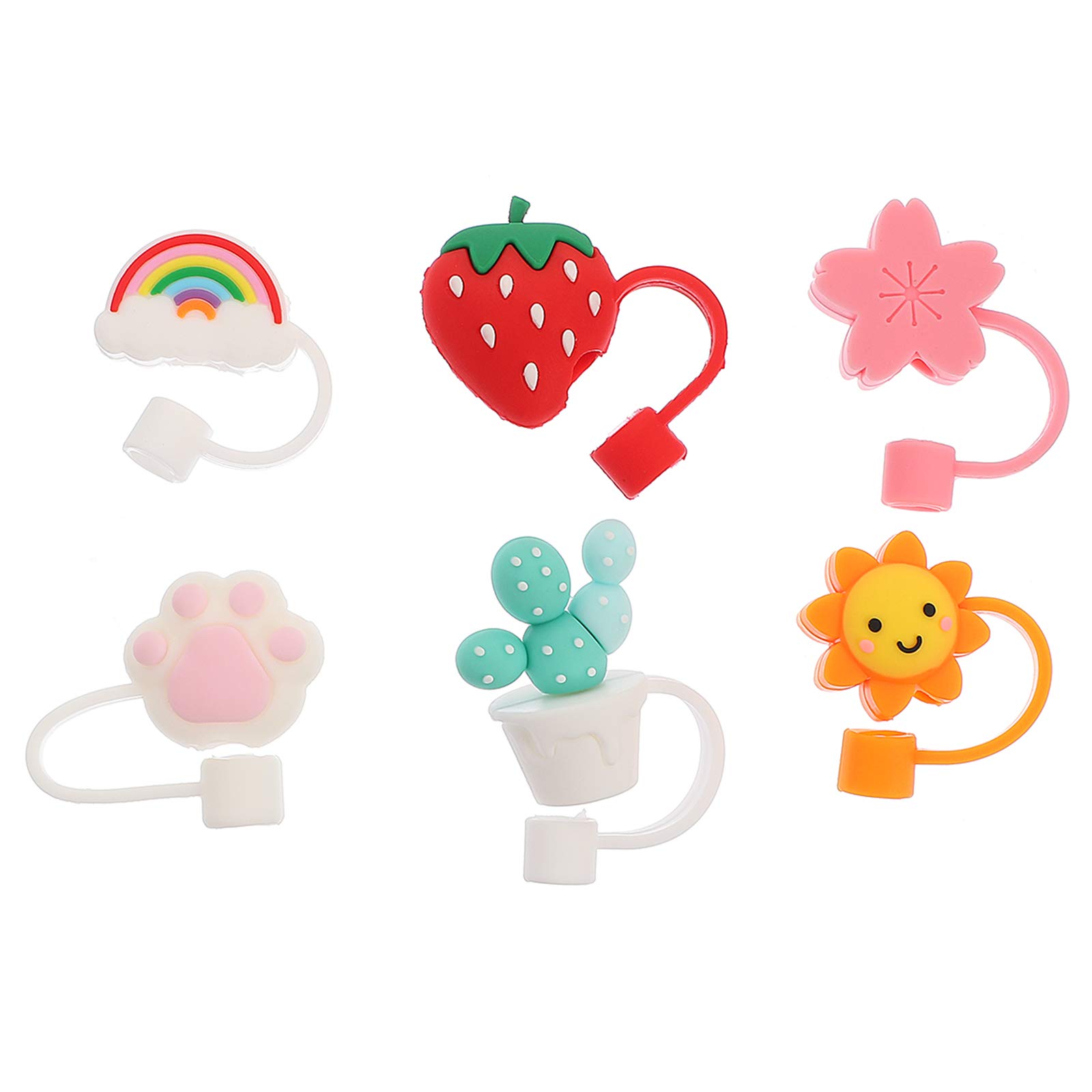 SEWACC Straw Covers 6 Pcs Silicone Straw Caps Reusable Drinking Straw Tips Lids Straw Toppers for Home Party Outdoor Office