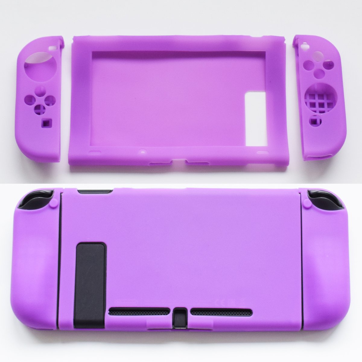 Pandaren Cover Skin Compatible for Nintendo Switch Consoles and Joycon 3in1 Silicone Case with Larger Hand GRIP Protector(Purple)