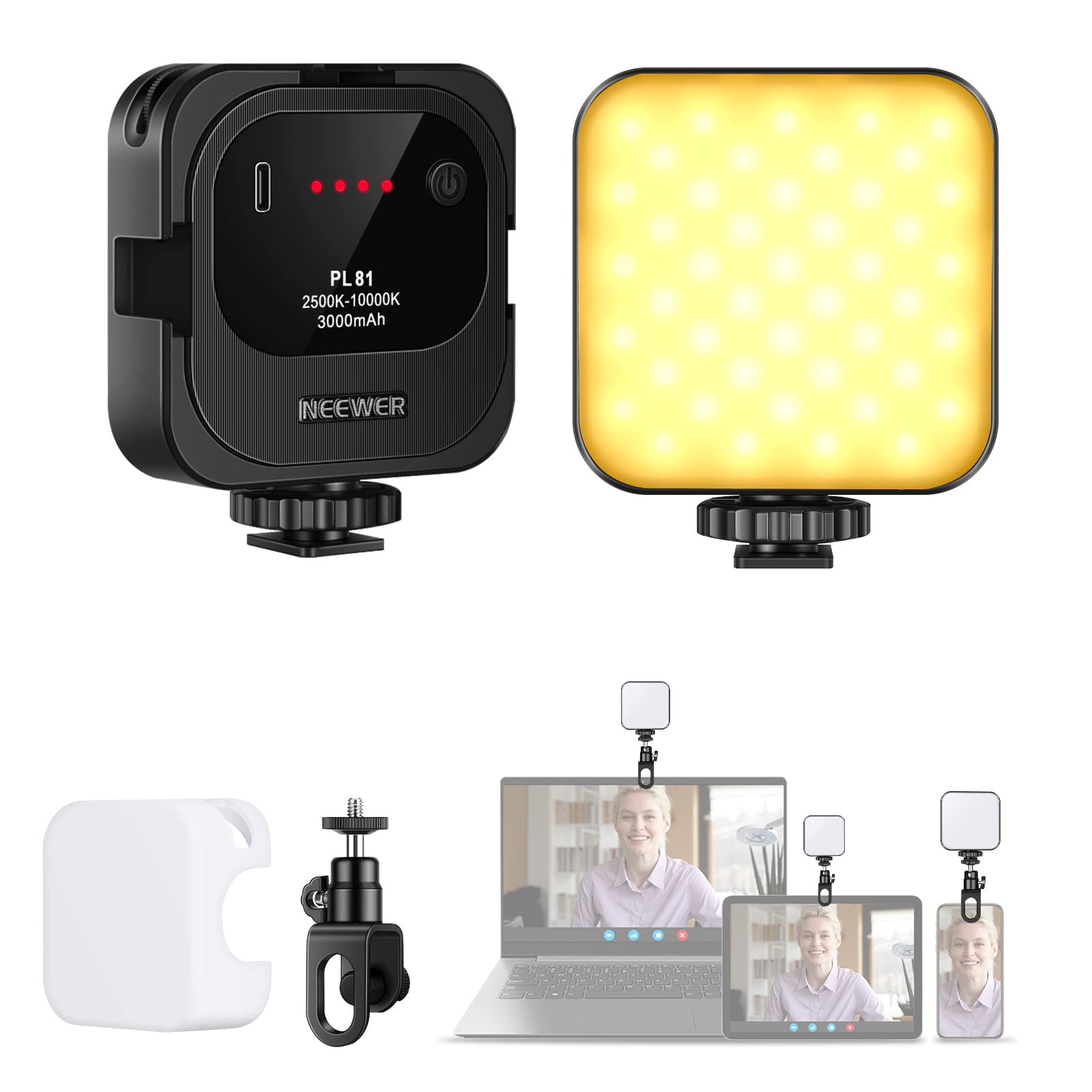 Neewer Ultra Bright Mini LED Video Light - 49 Dimmable High Power LED Panel Video Light Compatible with DJI Ronin-S OSMO Mobile 2 Zhiyun WEEBILL Smooth 4 Gimbal Canon Nikon Sony DSLR Cameras etc