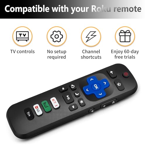New Remote Control for Roku TV,Compatible TCL Roku/Hisense Roku/Onn Roku/Sharp Roku/Element Roku/Westinghouse Roku/Philips Roku/Insignia Roku/Jvc Roku/RCA Smart TVs 【2Pack 】