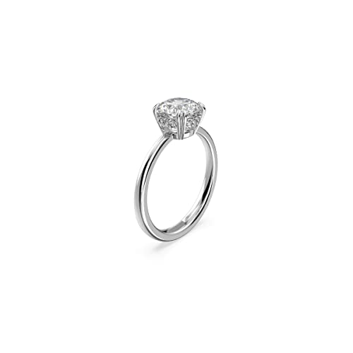 SWAROVSKI Stilla Double Prong Ring, White Crystals on a Rhodium Finish Setting, Part of the Constella Collection, EU Size 52; US Size 6