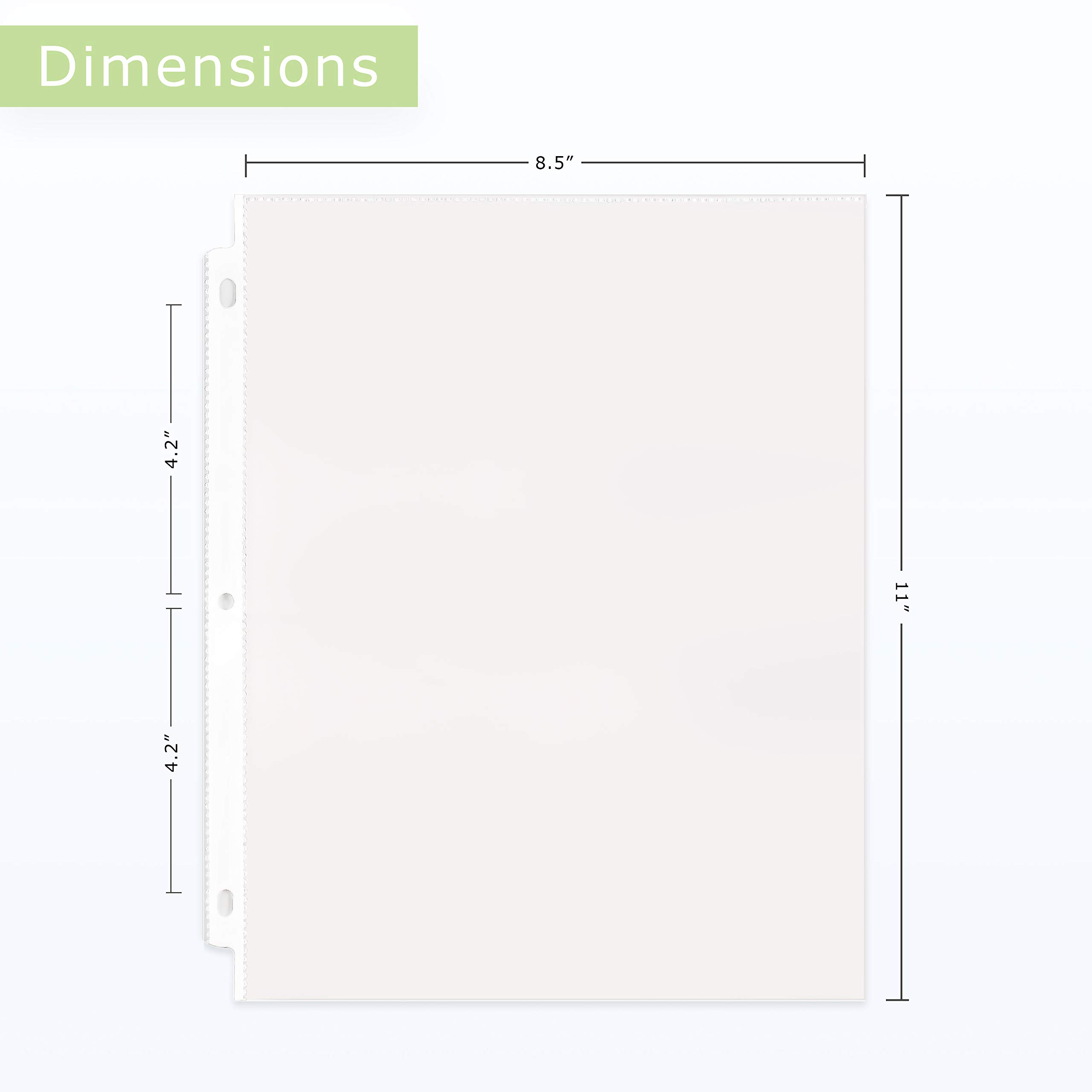 Office Werks 100 Sheet Protectors, Heavy Duty 8.5 X 11 Inch Clear Page for 3 Ring Binder, Plastic Sheet Sleeves, Durable Top Loading Paper Protector with Reinforced Holes Archival Safe