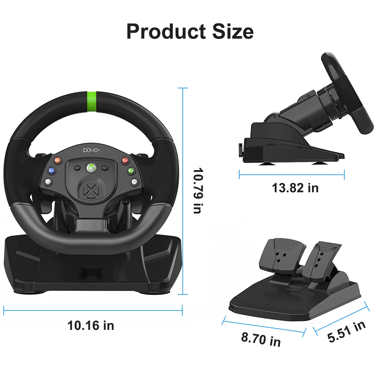 Steering Wheel for Xbox 360,PC Gaming Racing Wheel,volante para PC, 180 Degree Driving Wheel with pedals and shifter for XBOX 360 / PS3 / PC/Switch/Android