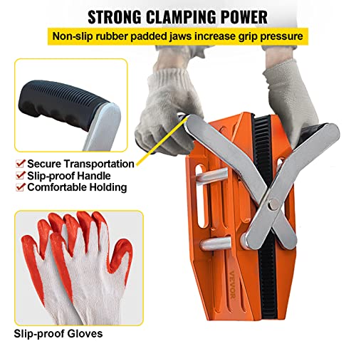 VEVOR 2 PCS Double Handed Stone Carrying Clamps, 1.97 inch (50mm) Granite Lifting Tools with Slip-proof Rubber Pads, 440 lbs Loading Capacity for Moving Marble, Glass, Slabs and Plywood
