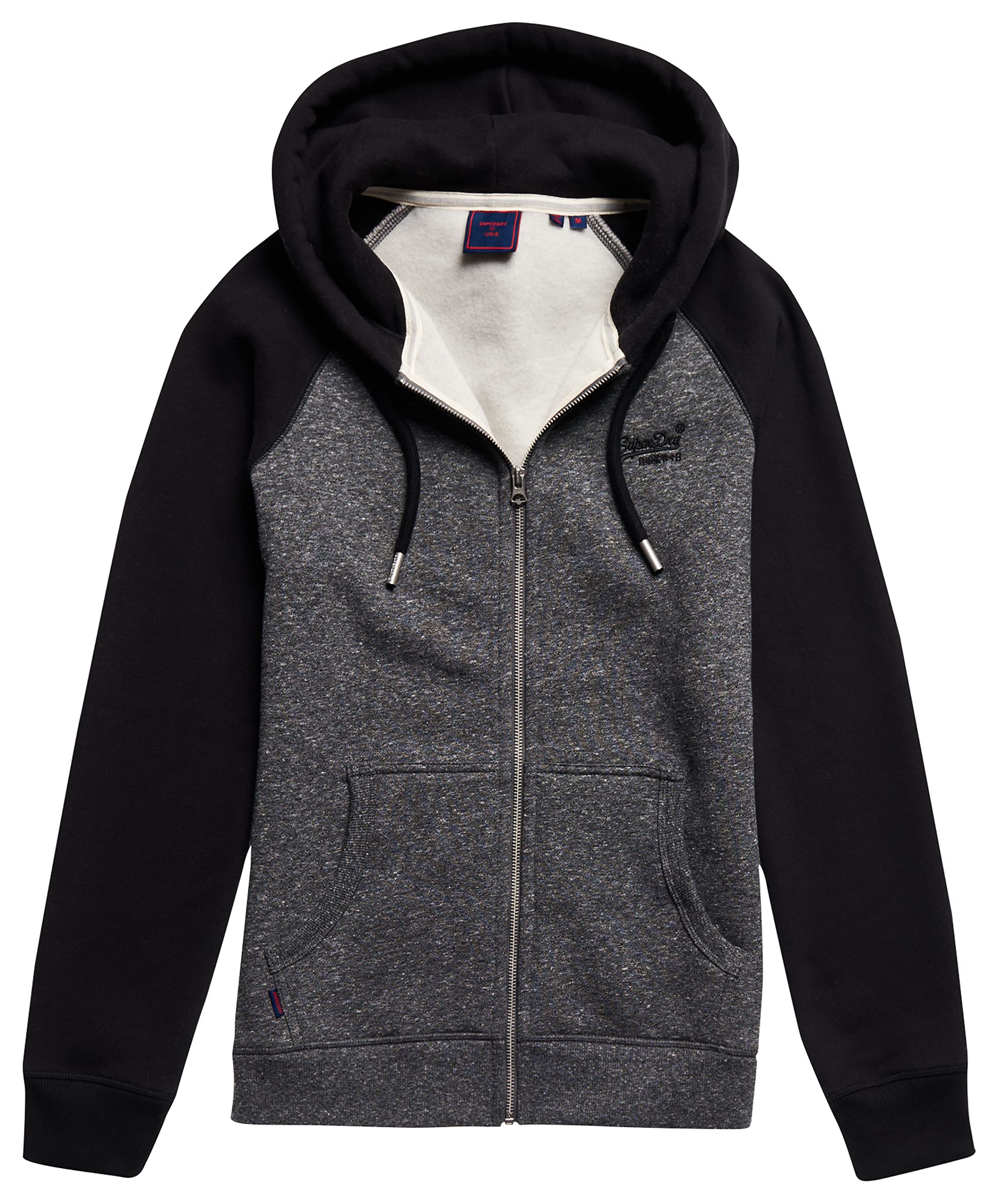 Superdry Men's VLE Baseball Ziphood, Dark Charcoal Jaspe/Black, Large