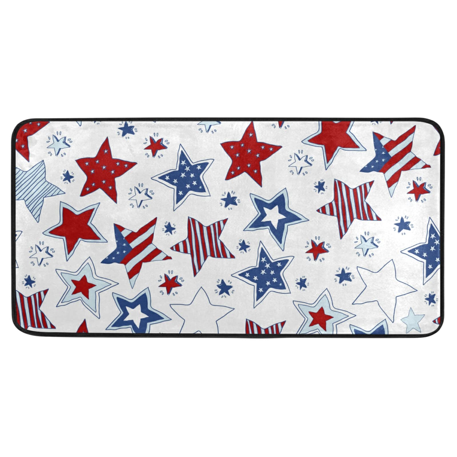 SLHKPNS 4th of July Patriotic Kitchen Rugs,American Flag Rug Non-Slip Kitchen Mat Comfort Runner Doormat 39x20 Inch Soft Floor Mat for Home Decor
