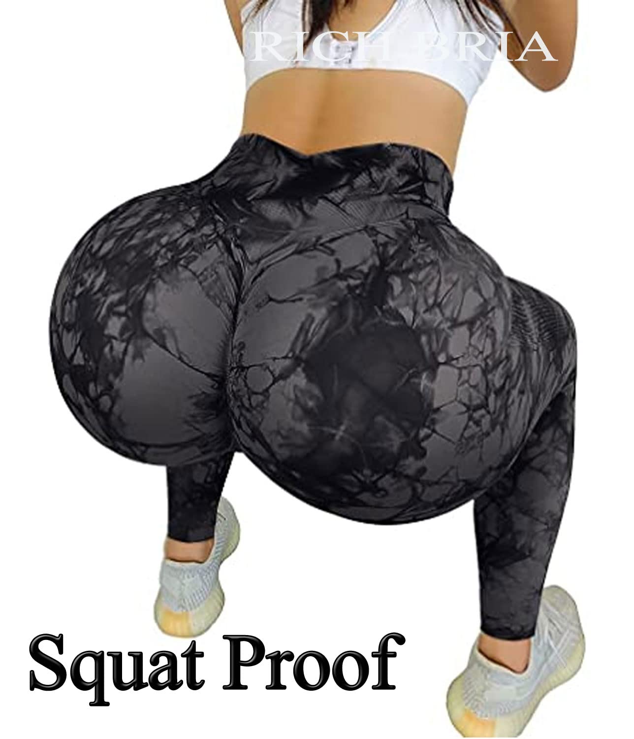 RICH BRIA Butt Lifting High Waisted Leggings for Women Honeycomb Ruched Yoga Pants Workout Tummy Control Booty Tights