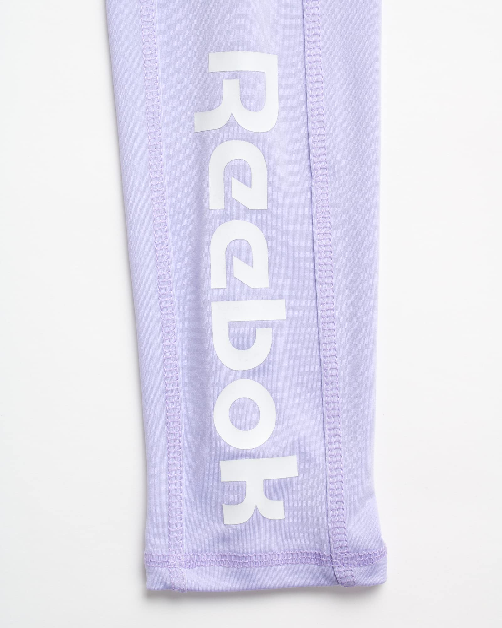 Reebok Girls' Leggings Multipack - 4 Pack Performance Stretch Pants Kids Clothing Bundle, Size 7, Lilac/Black/Grey/Dye