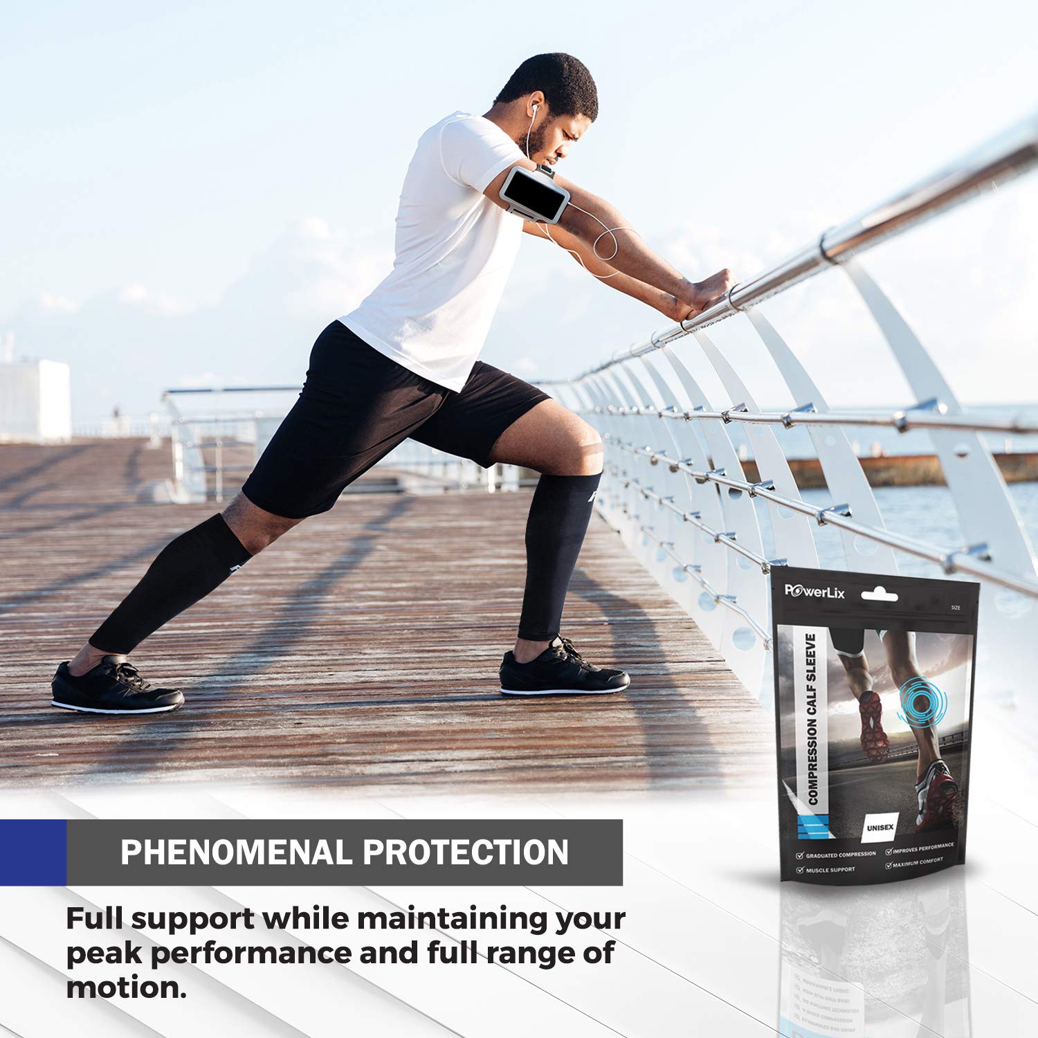 POWERLIX Calf Compression Sleeve (2p) Calf & Shin Sleeves for Men & Women Great for Pain Relief, Running, Sports & More