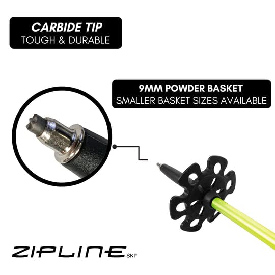 Ski Poles Graphite Carbon Composite - Zipline Blurr 16.0 - U.S. Ski Team Official Supplier (Lime - Blurr XT, 50" in./127 cm)
