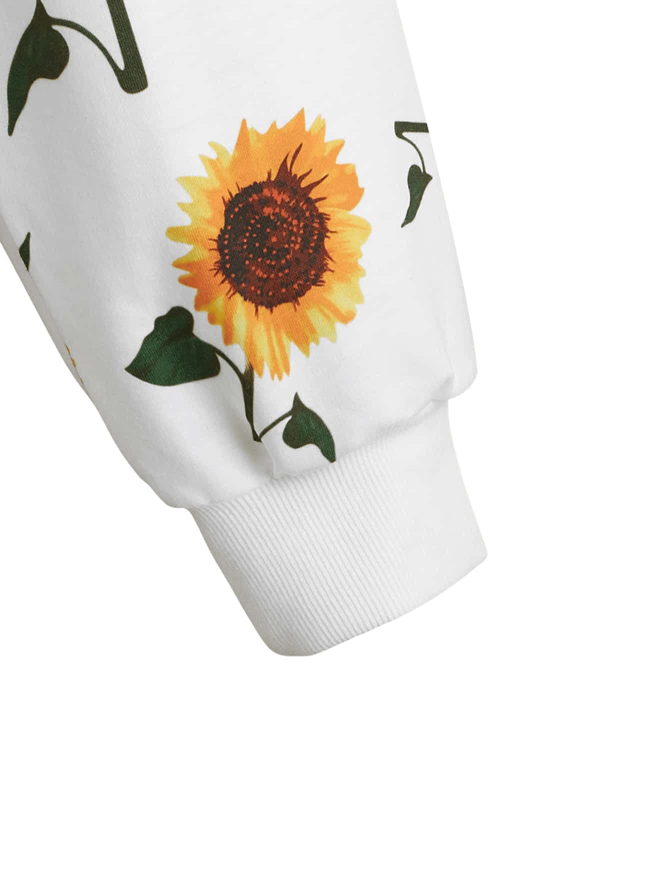 SweatyRocks Women's Casual Long Sleeve Sunflower Print Twist Front Sweatshirt White M