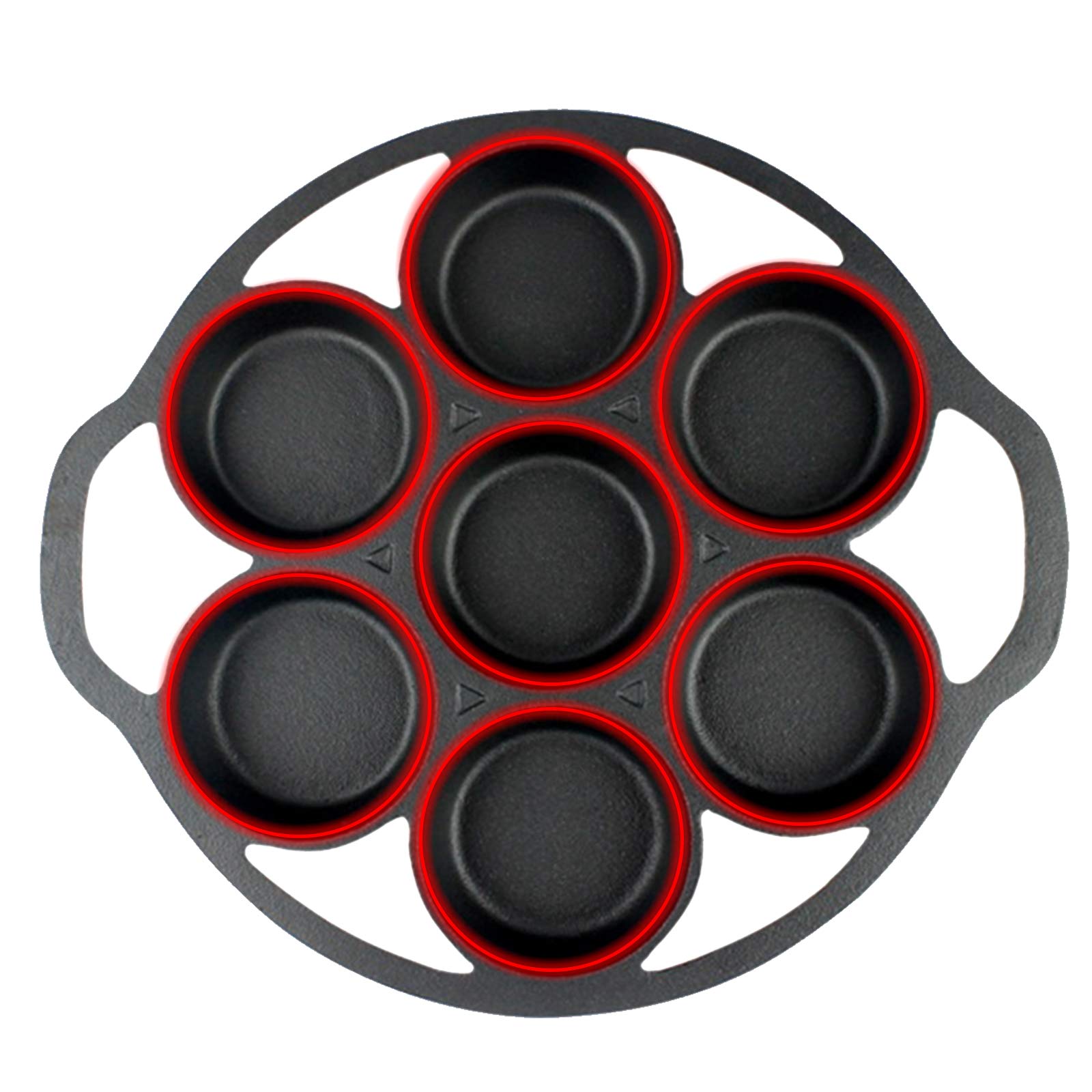 YOLOPLUS+ Pre-seasoned Cast Iron Cake Pan Mini Cake Pan Cast Iron Biscuit Pan, Cast Iron Cookware for Biscuits, Muffins, and Scones