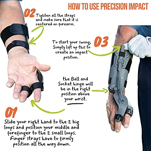 Precision Impact Golf Pure Swing Products Swing Trainer | Training Aid: Crisp Ball Striking, Proper Wrist Set, Backwing Rotation, Swing & Club Head Lag