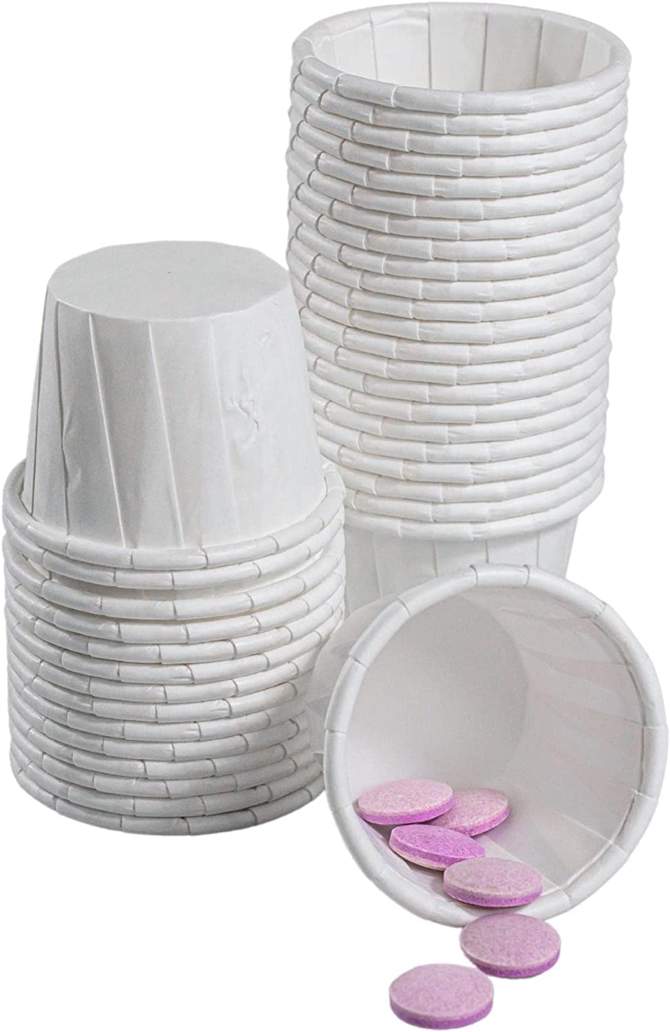Vakly Disposable Paper Souffle Medicine Cups 3/4 oz [Pack of 500] – (0.75 Ounce) Small Cups for Medication Distribution, Pills, Tasting, Condiments, Food and Dessert Serving