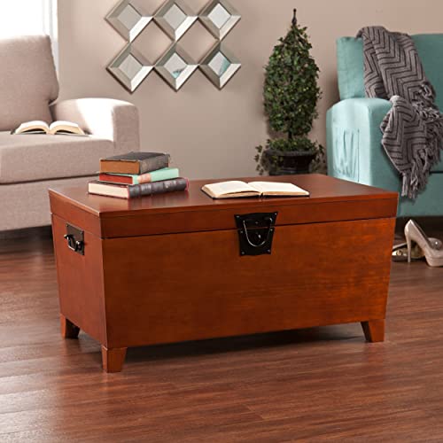 Oak Wood Trunk Cocktail and End Tables (Set of 3) Brown Traditional Veneer Glossy Storage