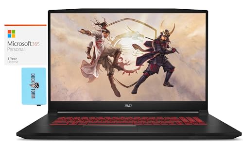 MSI Katana GF76 Gaming & Entertainment Laptop (Intel i7-11800H 8-Core, 64GB RAM, 4TB PCIe SSD, GeForce RTX 3050 Ti, 17.3" 144 Hz Win 11 Home) with MS 365 Personal, Dockztorm Hub