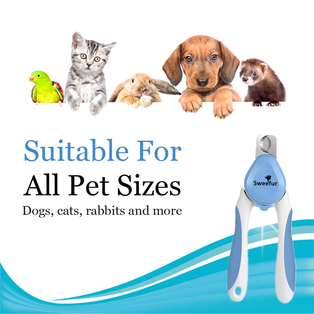 Sweefur Pet Nail Clipper and Trimmer for Claws- Dog Claw Trimmer with Non-Slip Handle- Professional Grooming Tool for Small, Medium and Large Dogs- Blue