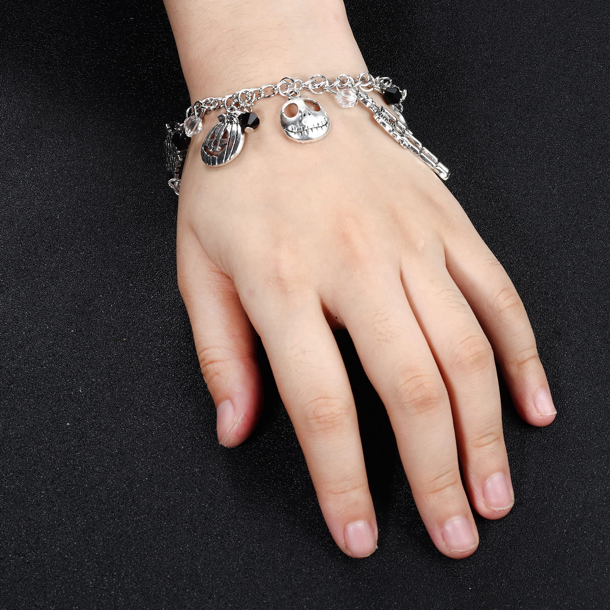 Sanfenly Charm Bracelets for Women Men, Scary Christmas Halloween Link Bracelets for Horror Fans