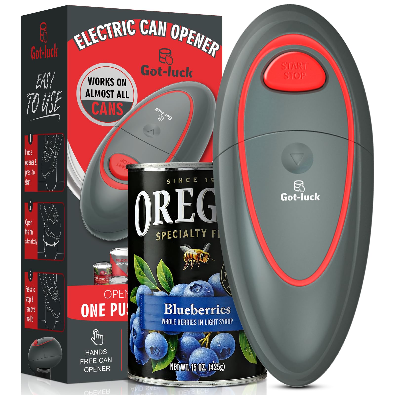 One Touch Electric Can Opener with Smooth Edge, Kitchen Gadget Automatic Can Opener for Seniors with Arthritis, Food Safety Battery Operated Can Opener for Almost All Can Sizes