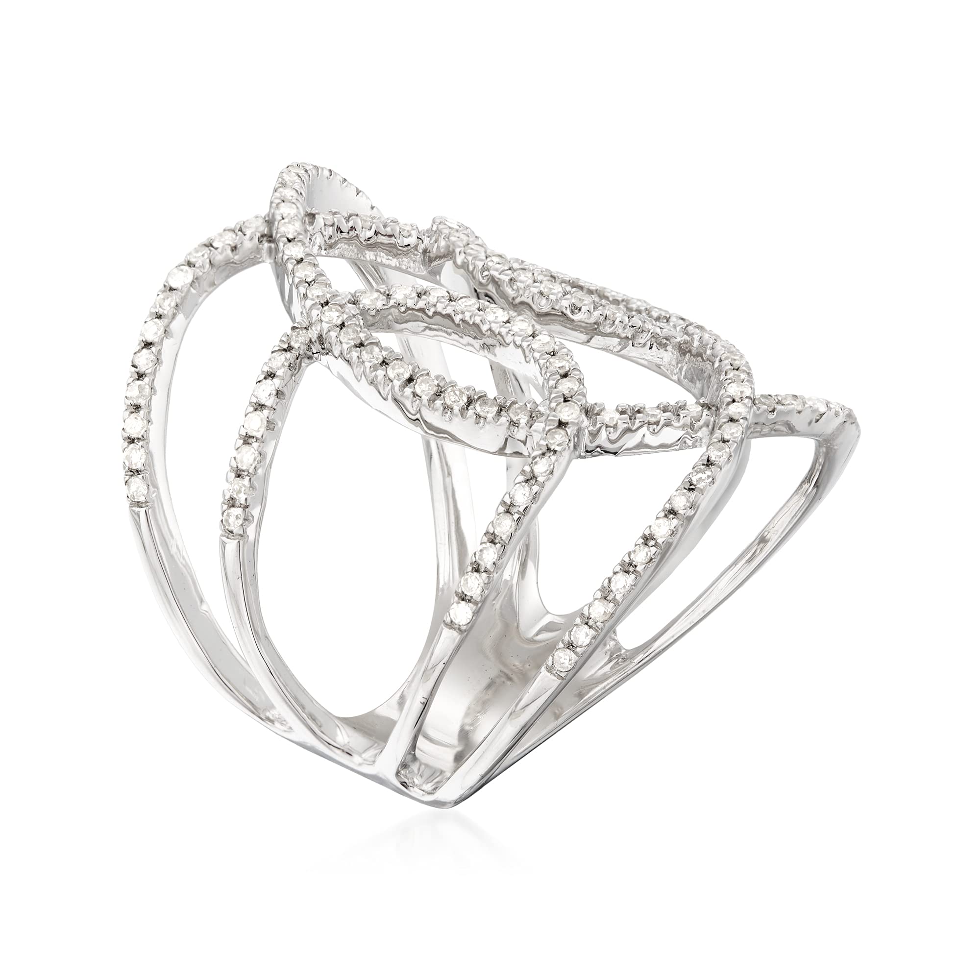 Ross-Simons 0.50 ct. t.w. Diamond Open-Circle Ring in Sterling Silver. Size 9