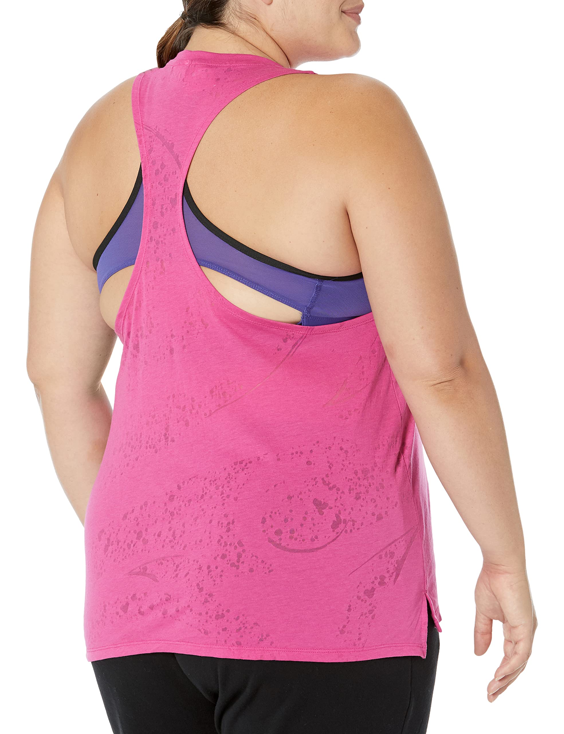 Reebok Women's Plus Size Burnout Tank, Semi Proud Pink/Speckle, XX-Large