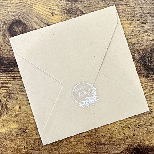 You Are Invited Envelope Seals- 60 clear Stickers for Wedding Invitations, Waterproof Invitation Stickers for Wedding, DIY Handmade Labels for Wedding Invitations, 1.5 inch