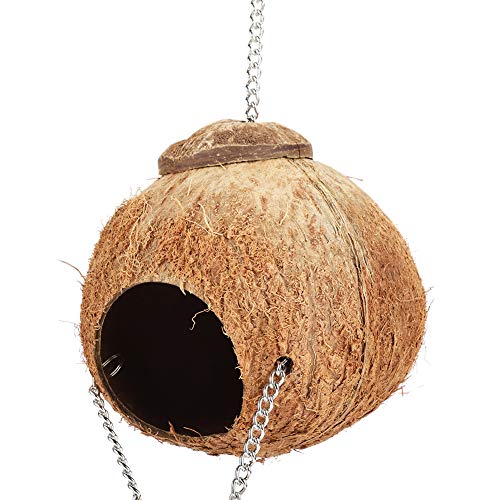 Oreilet Parrot Nest, Coconut Husk 4.7in Birds Nest, Exquisite Non-Toxic Sustainable for Small Pet Bird Hamster Parrot