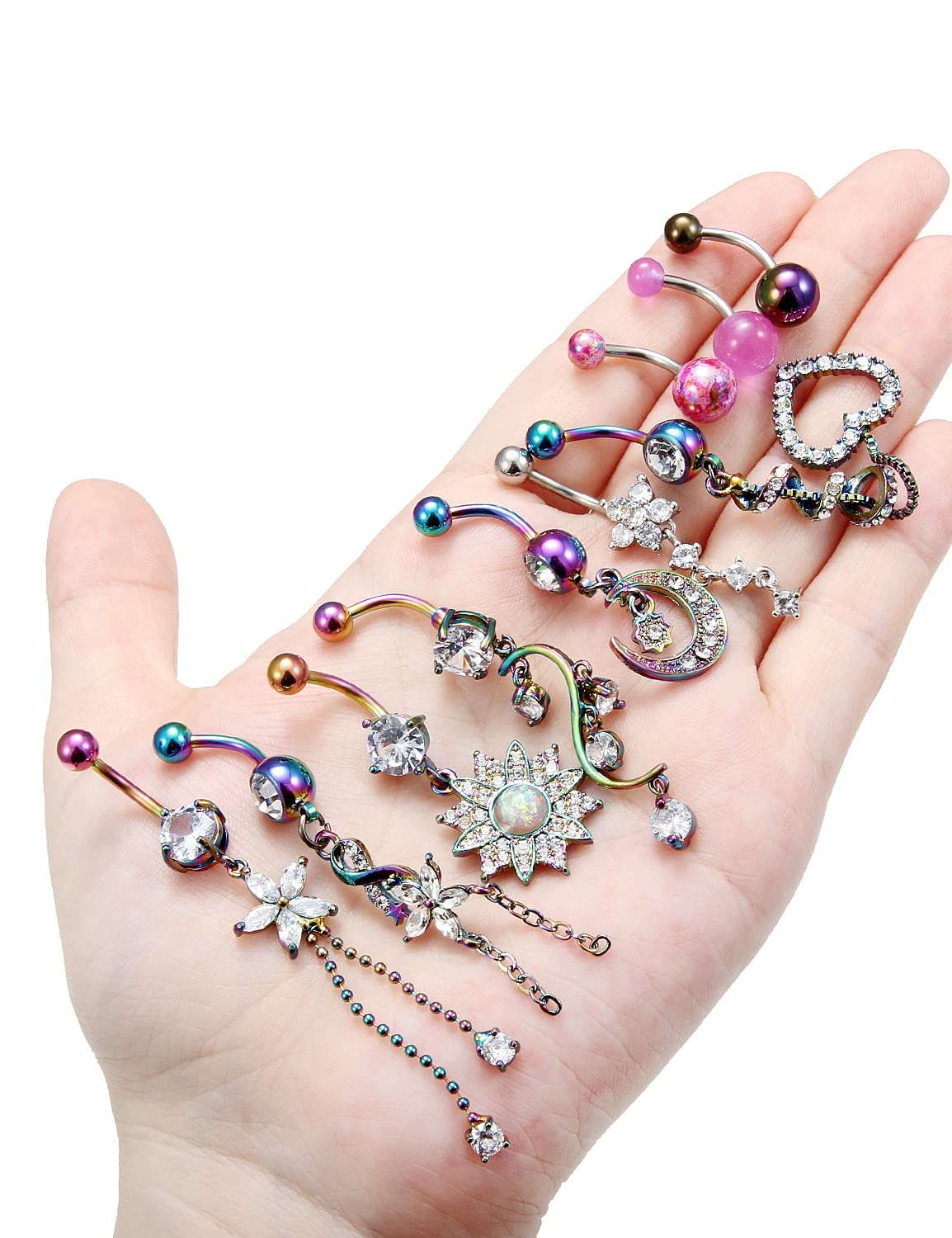Tkzndnm Belly Button Ring Belly Rings Belly Button Rings Belly Ring Belly Button Ring Surgical Steel Belly Piercing Belly Rings For Women Dangle Belly Button Rings Belly Button Piercing