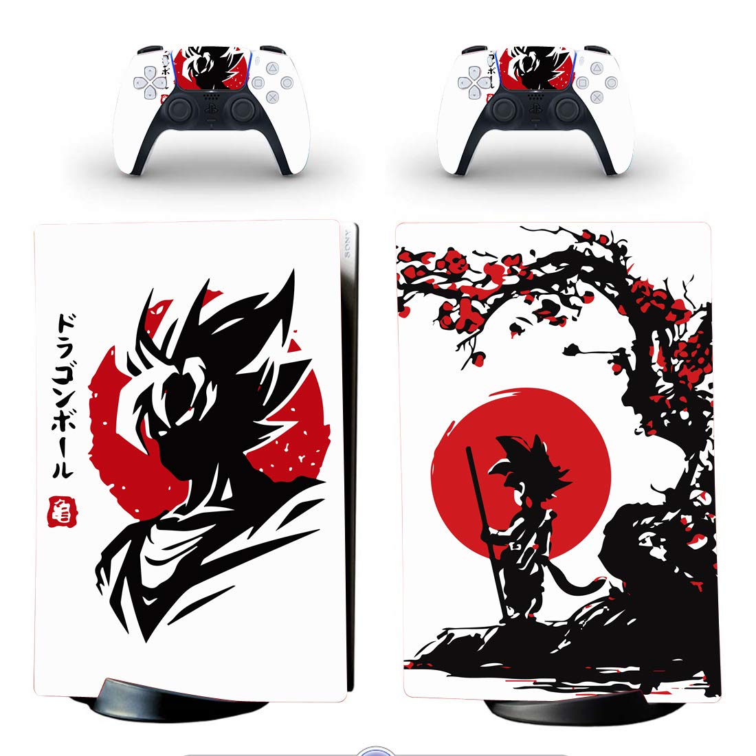 Vanknight Console Decal Skin Anime Hero Vinyl Sticker Compatible with PS5 Disk Standard Console Controllers Wrap Skin Goku Kid