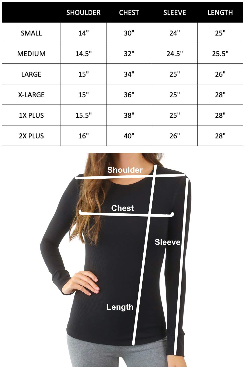 Pure Look Women's Long Sleeve Waffle Knit Stretch Cotton Thermal Underwear Shirt, Small, V-Neck Black